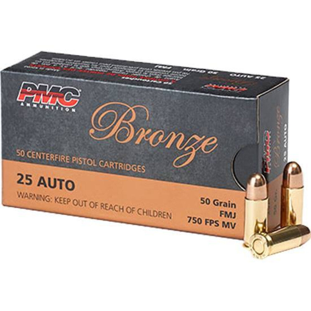 PMC Bronze .25 ACP Ammunition 50 Rounds FMJ 50 Grain – Small Town ...